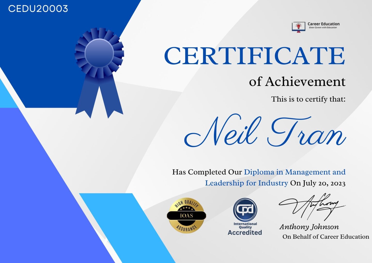 Course Completion - Career Education